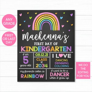 First Day of School Sign, Rainbow First Day of School Sign, First Day ...