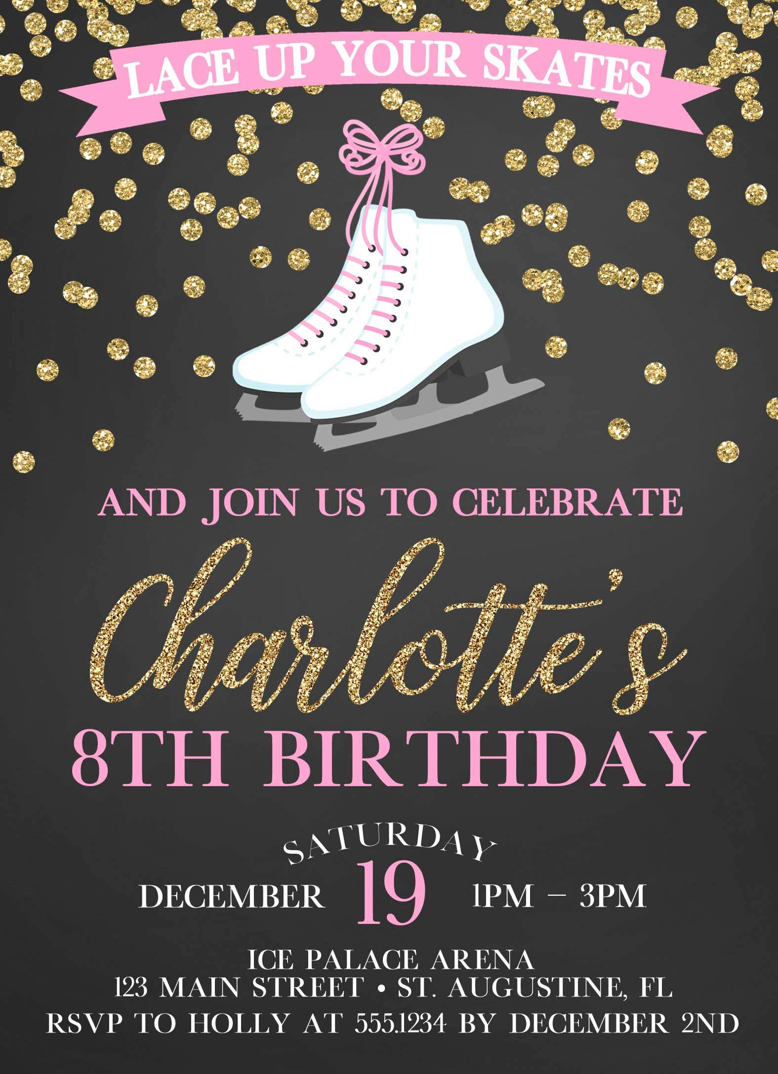 Ice Skating Birthday Invitation Ice Skating Invite Ice - Etsy