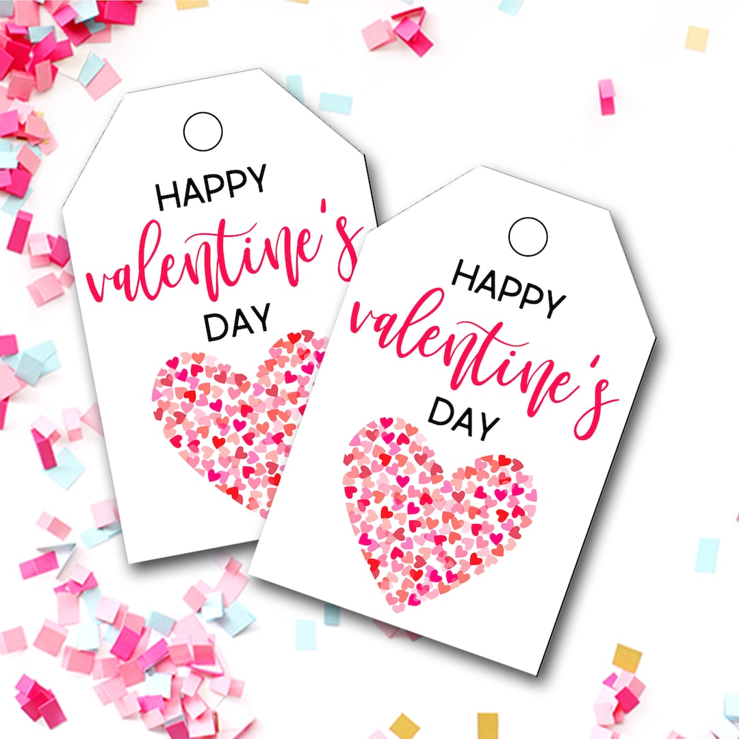Valentine's Day Tag, Heart Valentine's Day Tag, Confetti Hearts ...