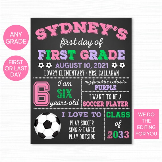 First Day of School Sign Soccer First Day of School Sign | Etsy