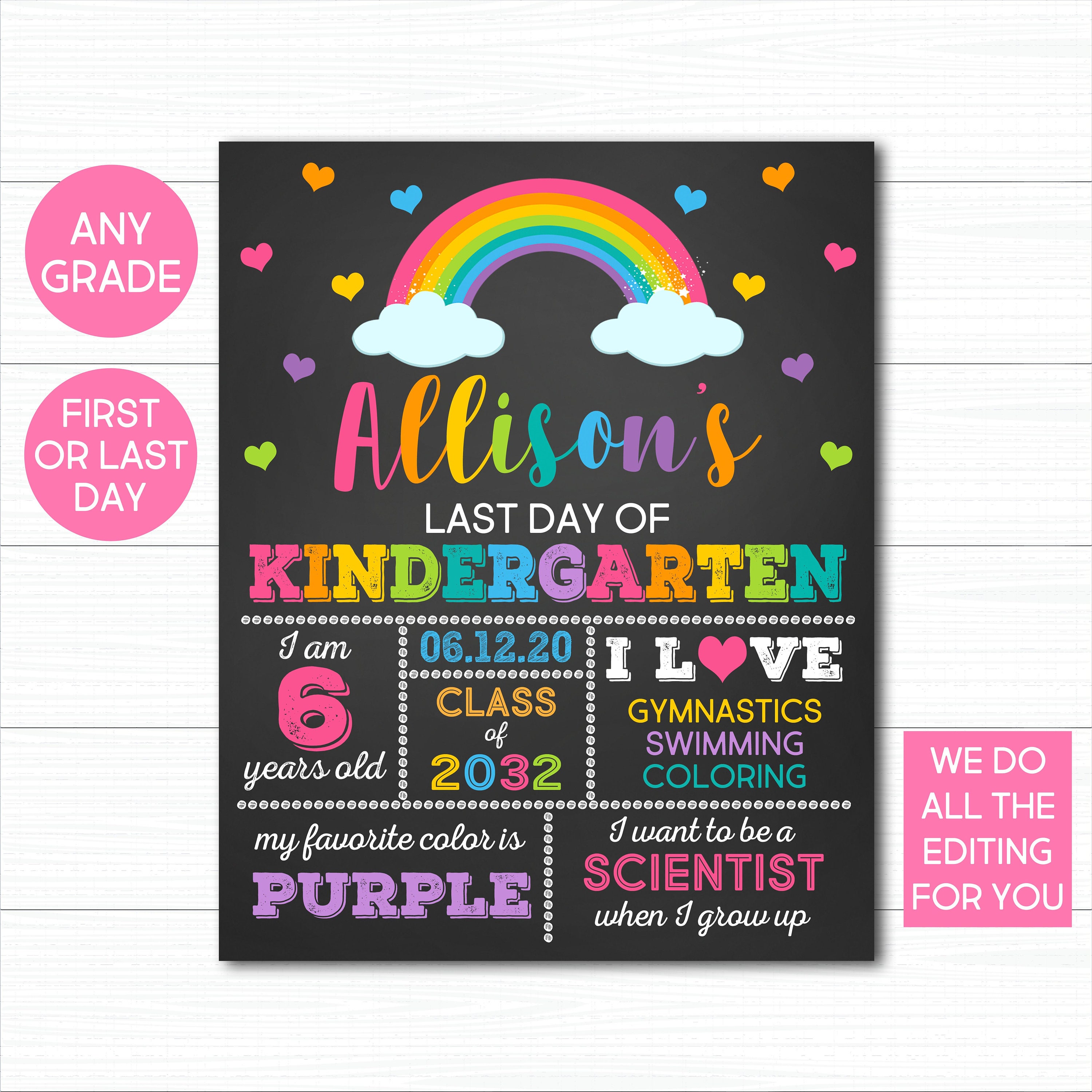 Last Day of School Sign PRINTABLE Rainbow Last Day of School - Etsy Canada