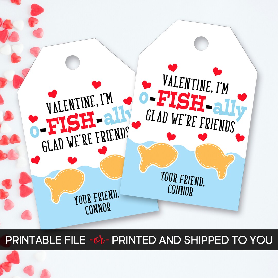 Fish Valentine's Day Tag, Goldfish Valentine's Tag, O-fish-ally, Fish ...