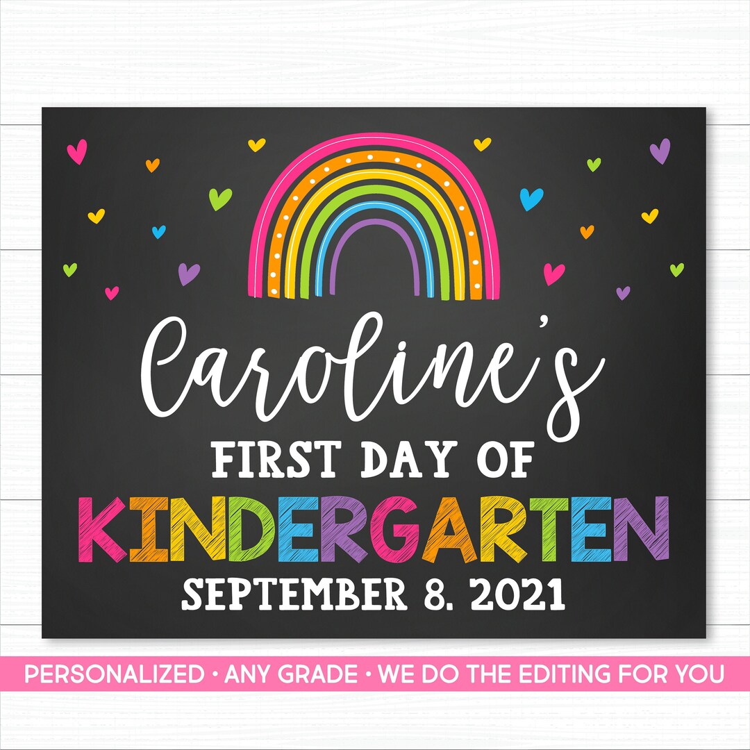 First Day of School Sign, Rainbow First Day of School Sign, Girl First ...