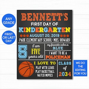 Basketball First Day of School Sign, Back to School Sign, First Day of ...
