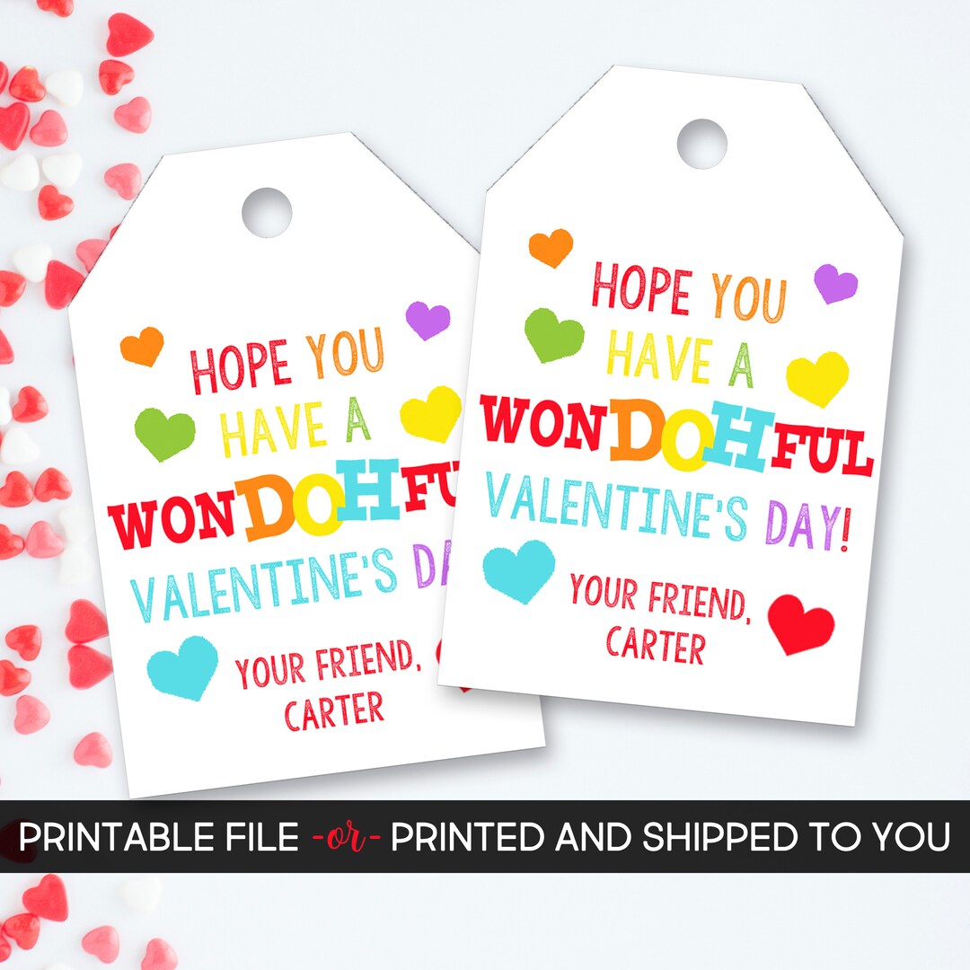 Valentine's Day Tag, Wondohful, Playdough Valentine's Tag, Colorful ...
