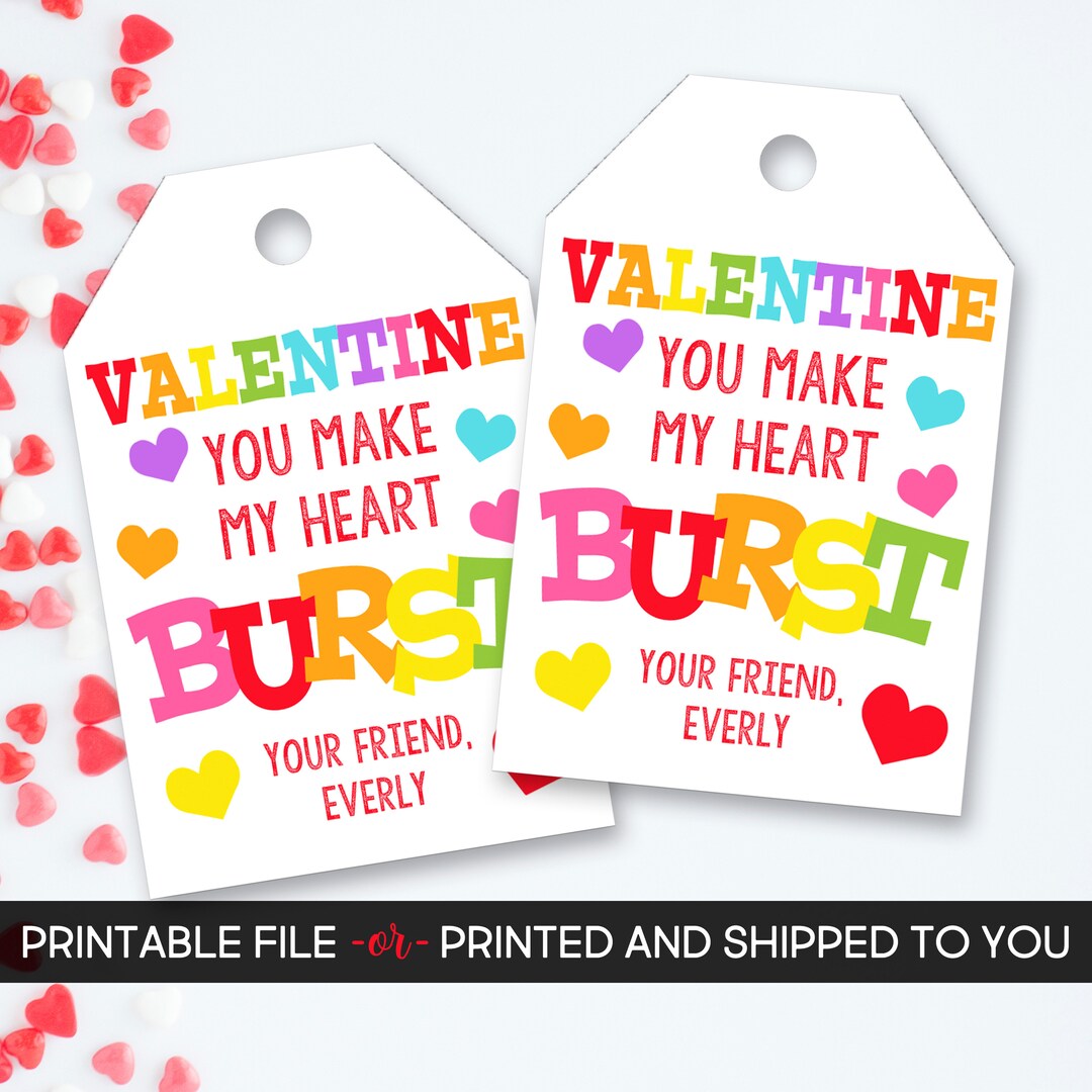 Colorful Valentine's Day Tag, Heart Burst Valentine's Tag, Rainbow ...