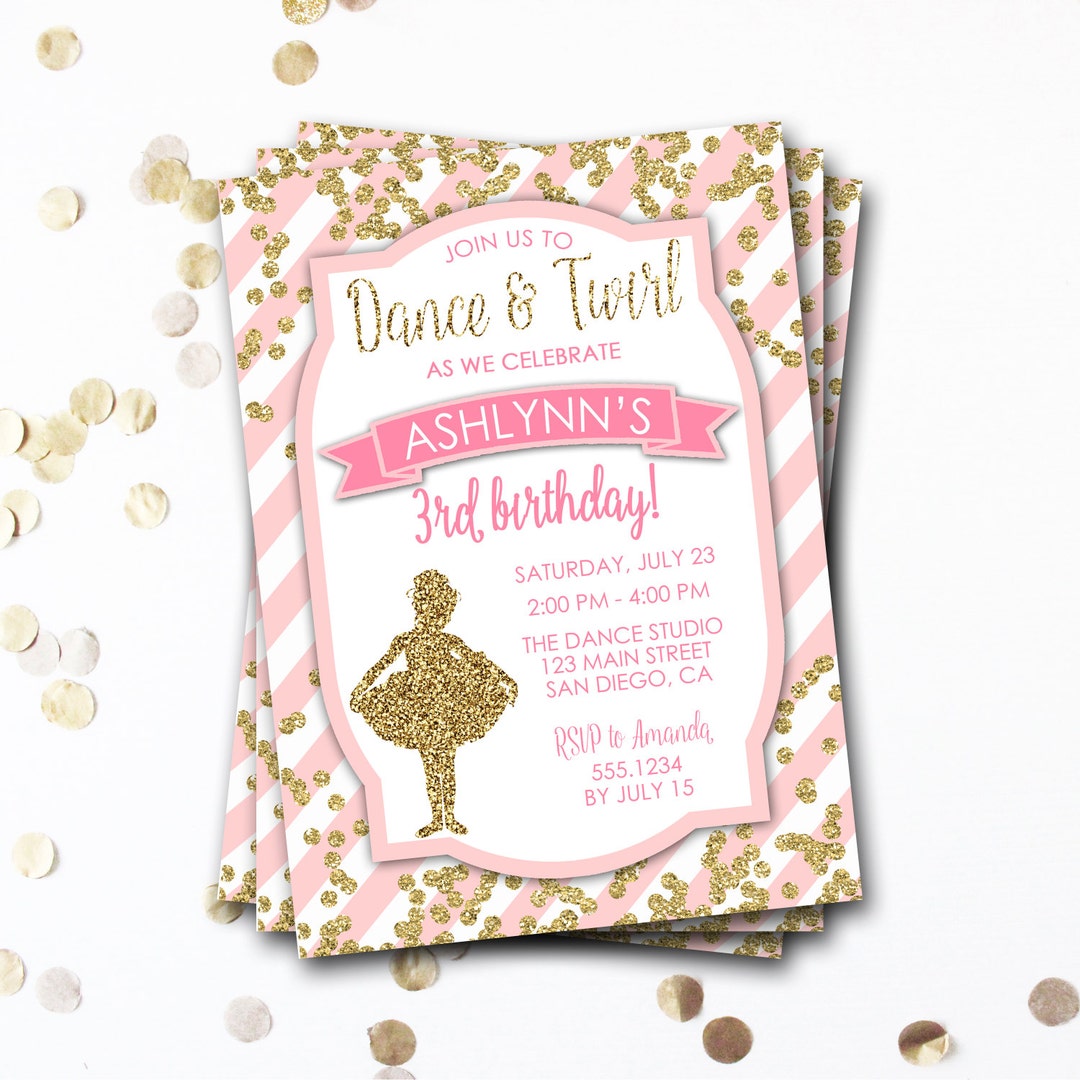 Ballet Birthday Invitation, Ballerina Birthday Invitation, Tutu ...