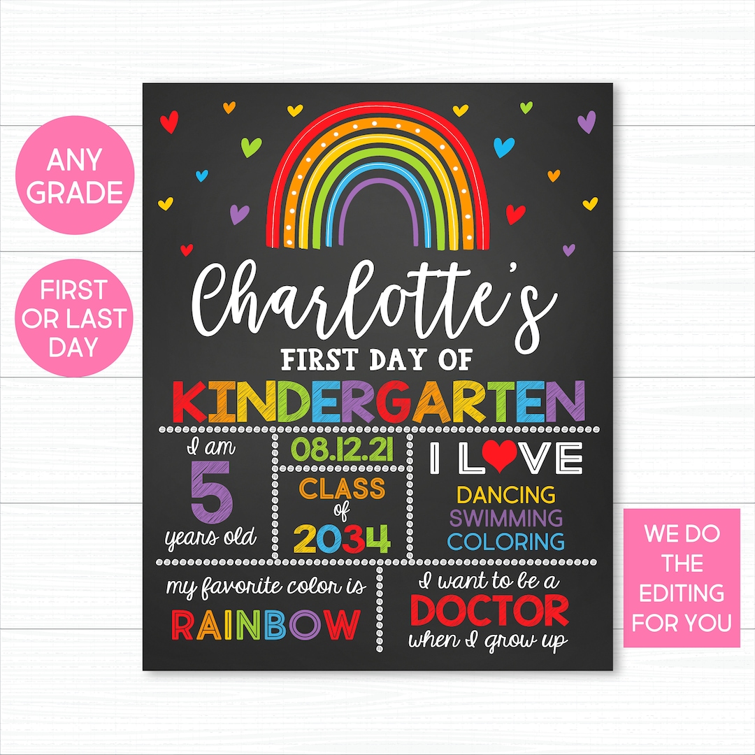 First Day of School Sign, Rainbow First Day of School Sign, First Day ...