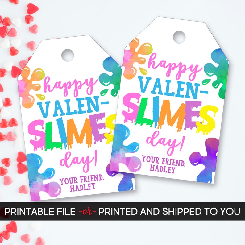 Valentine's Day Tag Slime Valentine's Tag Valenslime - Etsy