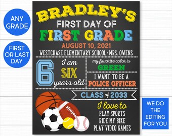 First Day of School Sign, Back to School Sign, Boy First Day of School ...