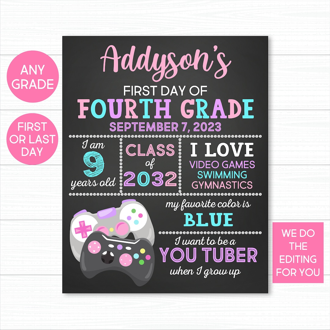Video Game First Day of School Sign: Printable Chalkboard (digital ...