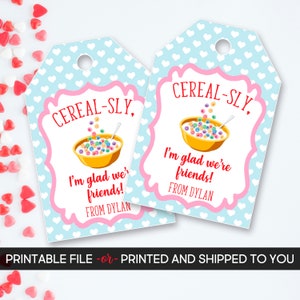 Cereal Valentine's Day Tag, Cereal Valentine's Tag, Cereal-sly, Cereal ...
