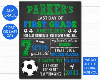 Soccer First Day of School Sign Printable Back to School - Etsy