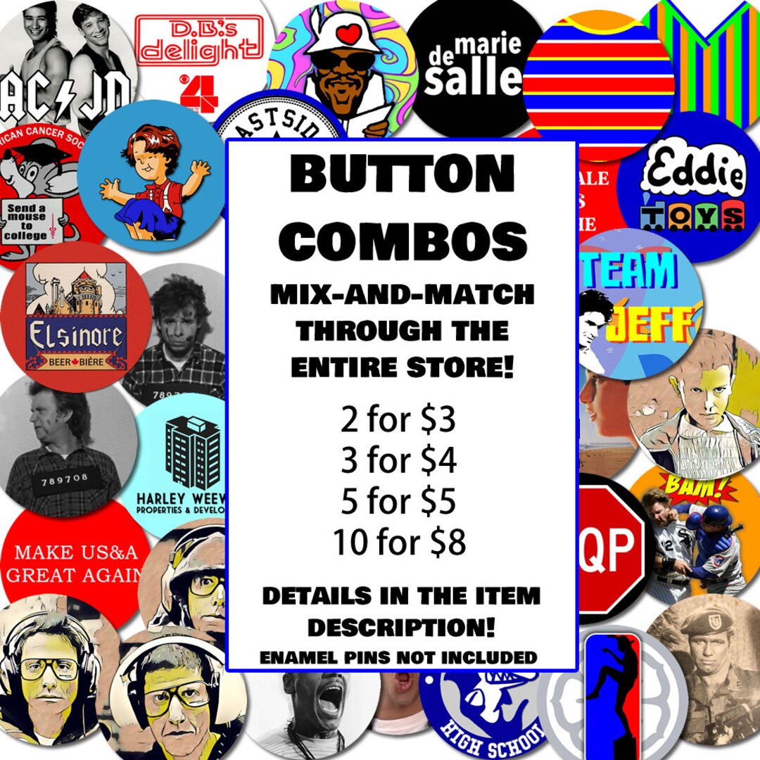 Mix-and-match Button or Magnet Combos Chose From ENTIRE STORE - Etsy