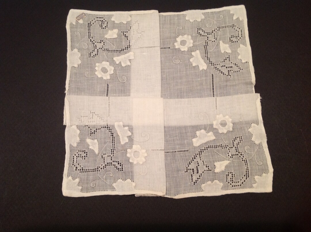 Vintage White Bridal Hanky White on White Madera Embroidery Linen Hanky ...