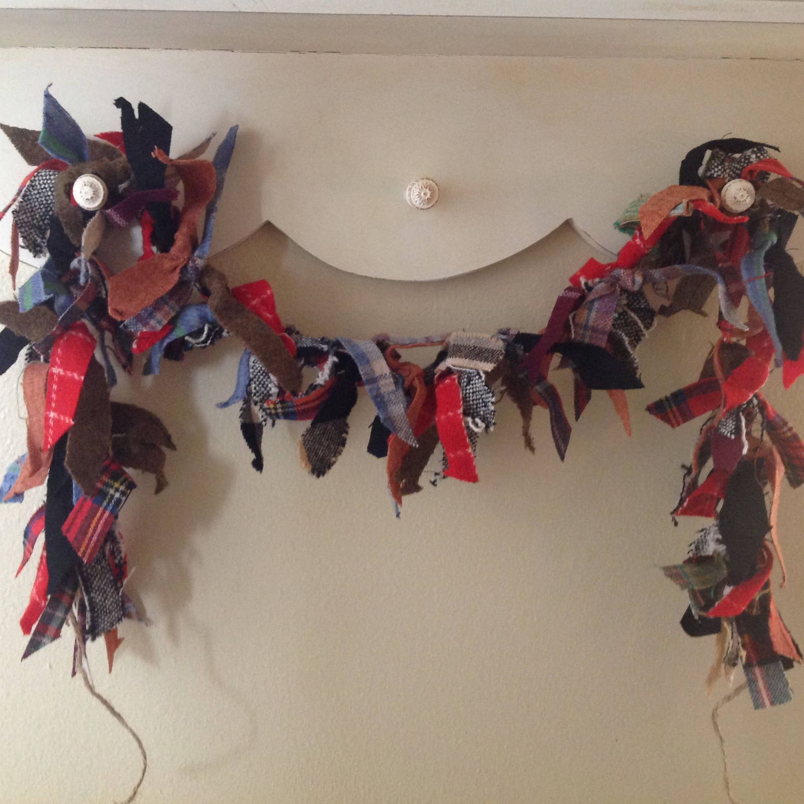 Primitive Rag Garland Christmas Rag Garland Wool Garland | Etsy
