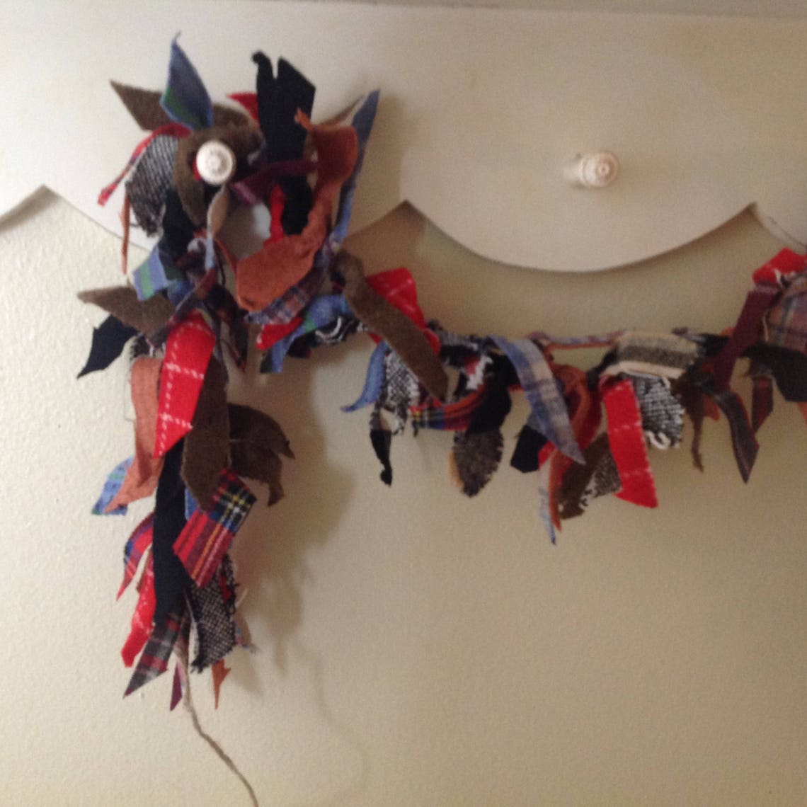 Primitive Rag Garland Christmas Rag Garland Wool Garland | Etsy