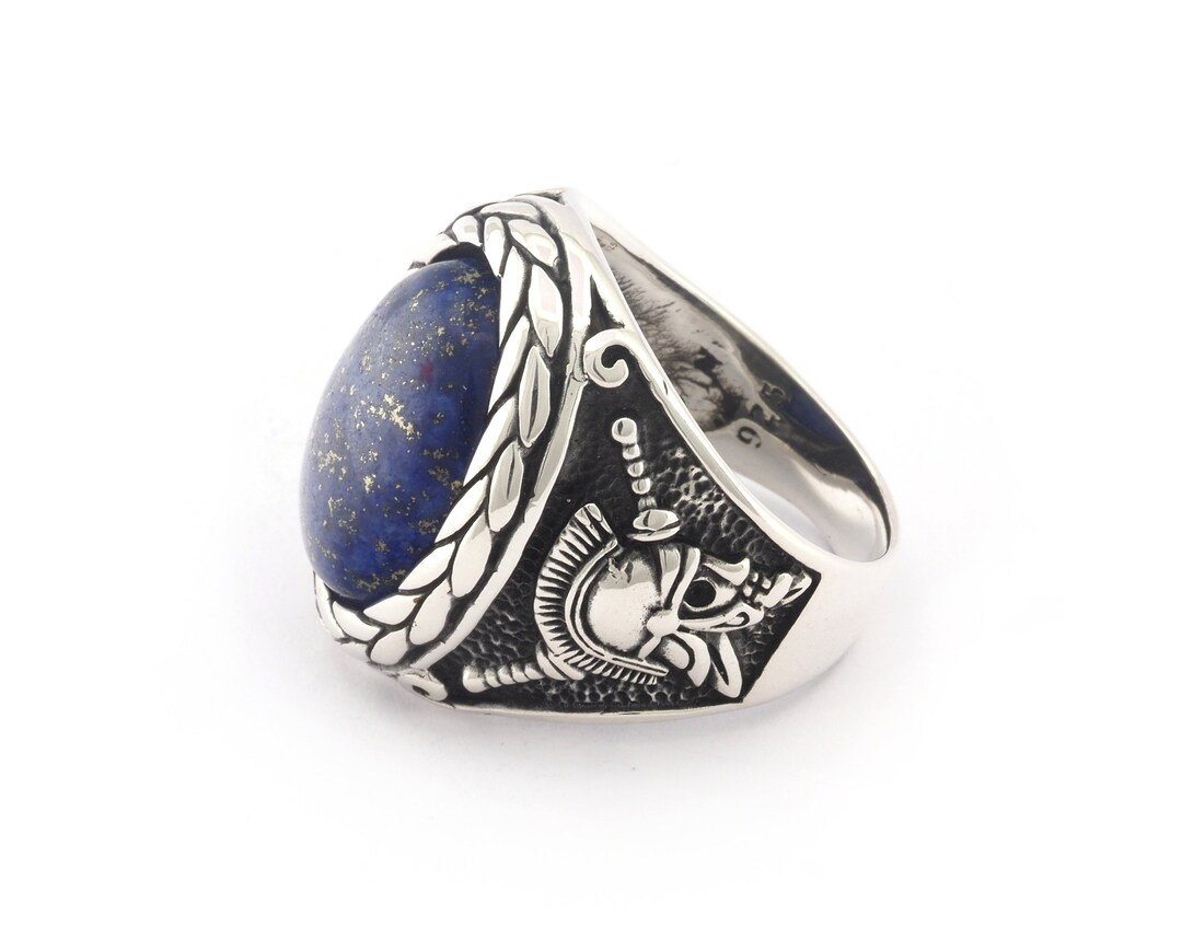 Roman Helmet Glory Signet Ring Lapis Lazuli Stone 925 Sterling Silver ...