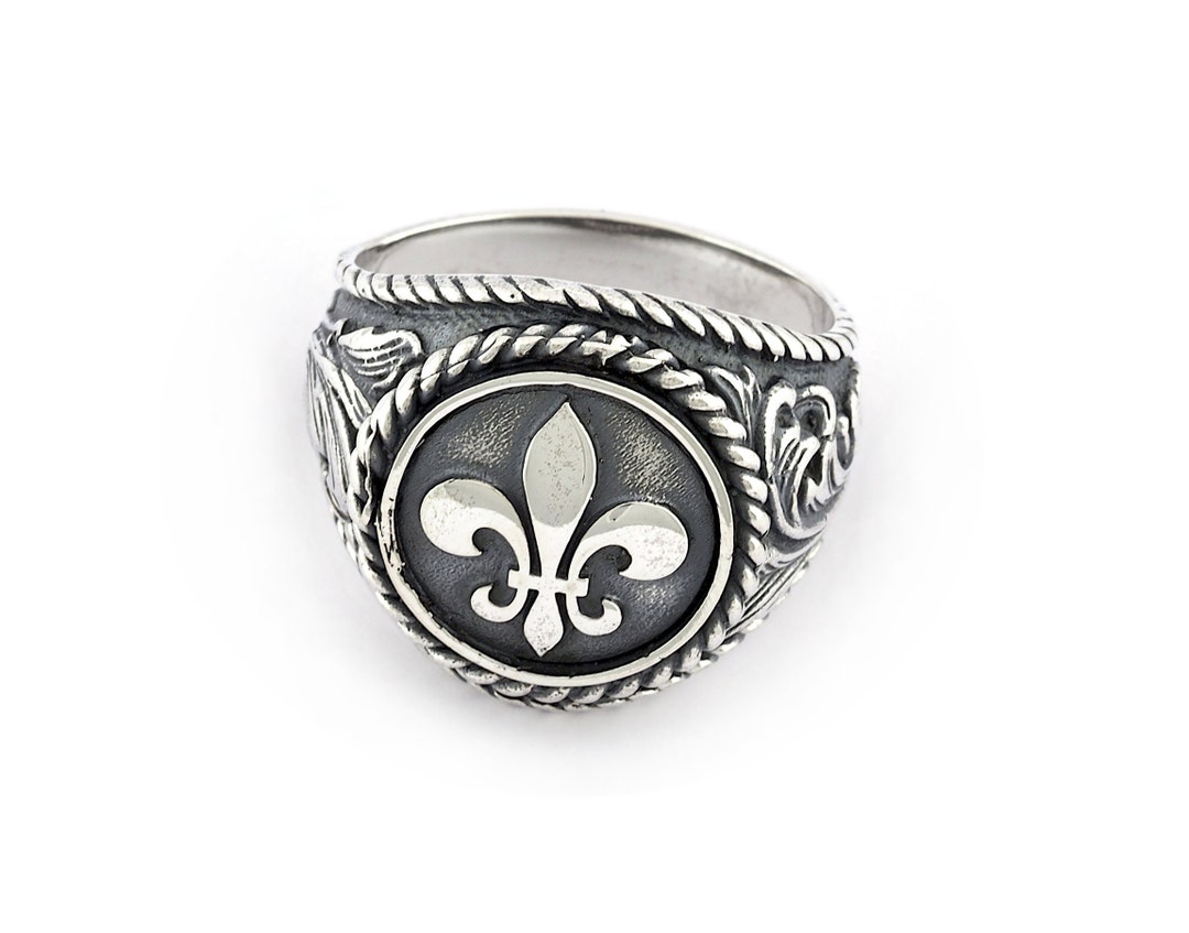 Lily Fleur De Lis Signet Ring 925 Sterling Silver - Etsy
