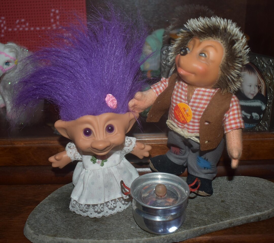 Mecki Hedgehog, Steiff With Bride Troll, Russ. - Etsy