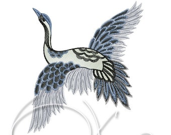 Crane Machine Embroidery Design - Etsy