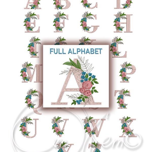 Floral Alphabet Embroidery Design - Etsy