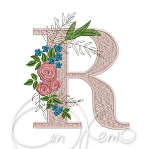 Machine Embroidery Design Capital Letter R Digitized Roses Alphabet ...