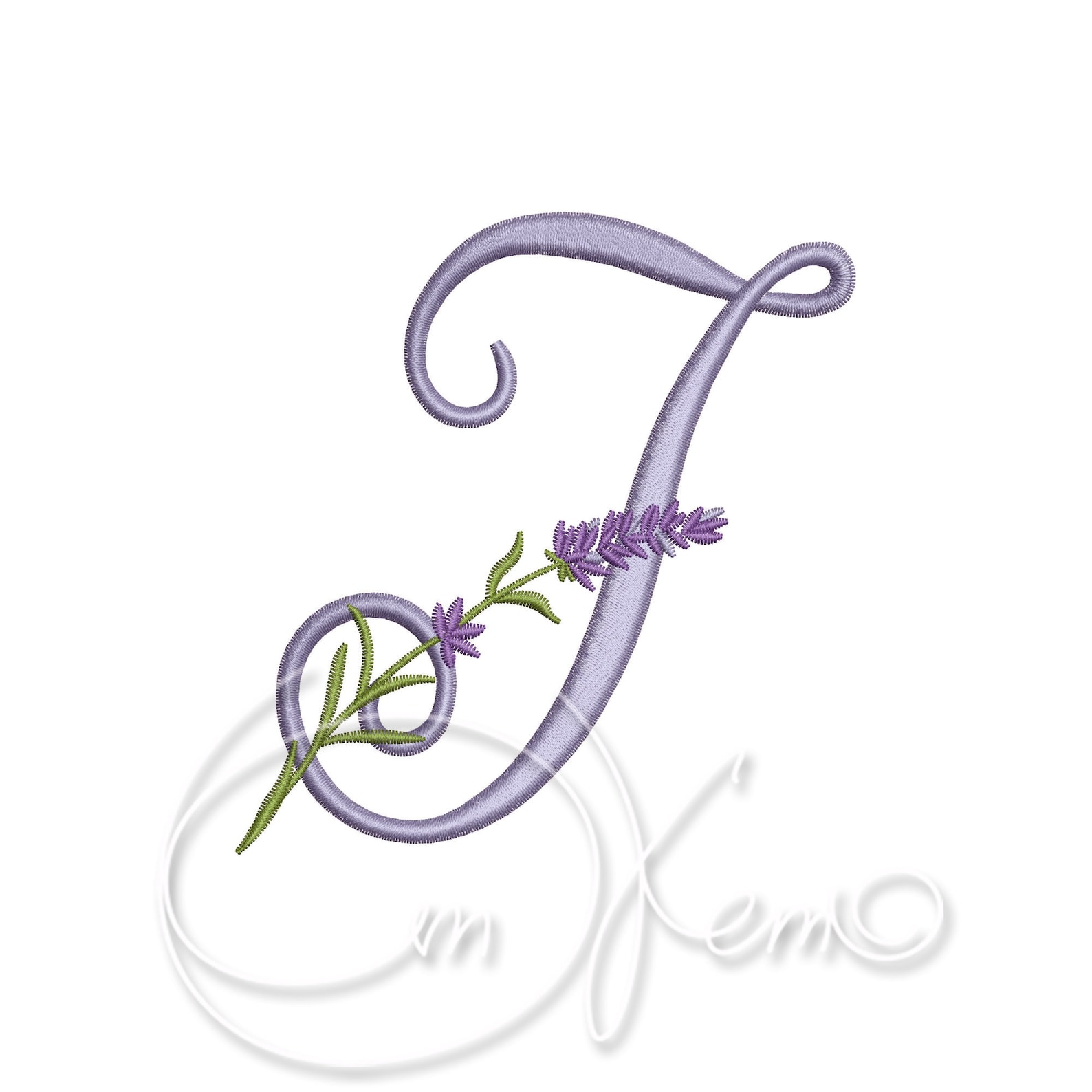 Machine Embroidery Design Capital Letter J Digitized Lavender | Etsy
