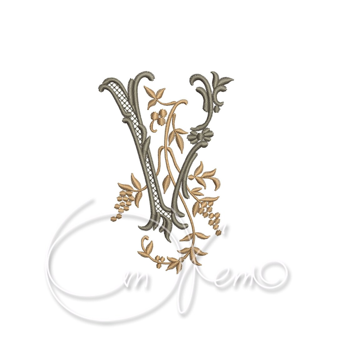 Machine Embroidery Design Capital Letter V Digitized Antique Alphabet ...