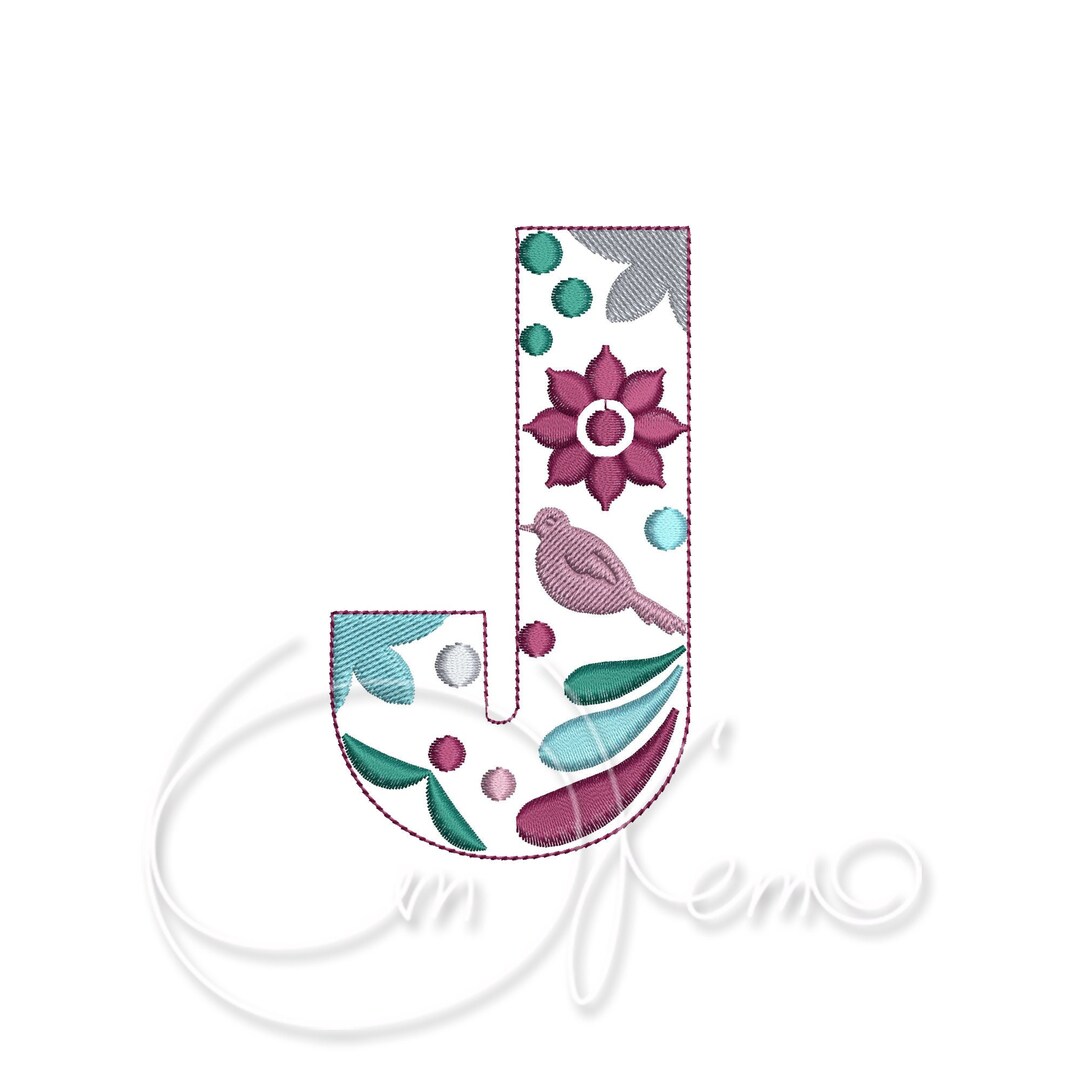 Machine Embroidery Design - Christmas Monogram Letter J Digitized PES ...