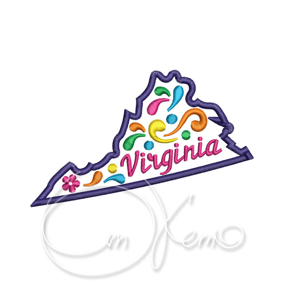 Machine Embroidery Design Virginia US States Calavera PES | Etsy