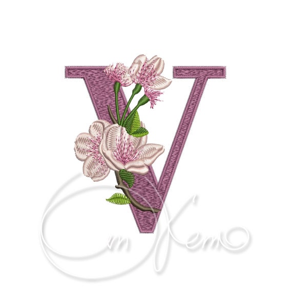 Machine Embroidery Design Capital Letter V Digitized Roses - Etsy