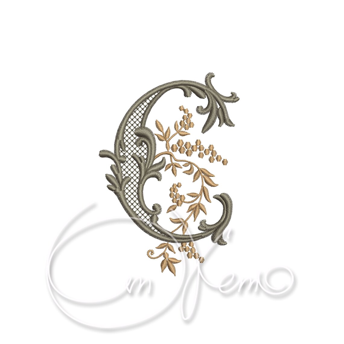 Machine Embroidery Design Capital Letter C Digitized Antique Alphabet ...