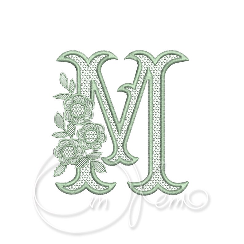MACHINE EMBROIDERY DESIGN Monogrammed Lace Letter M Hoop 4x4 | Etsy
