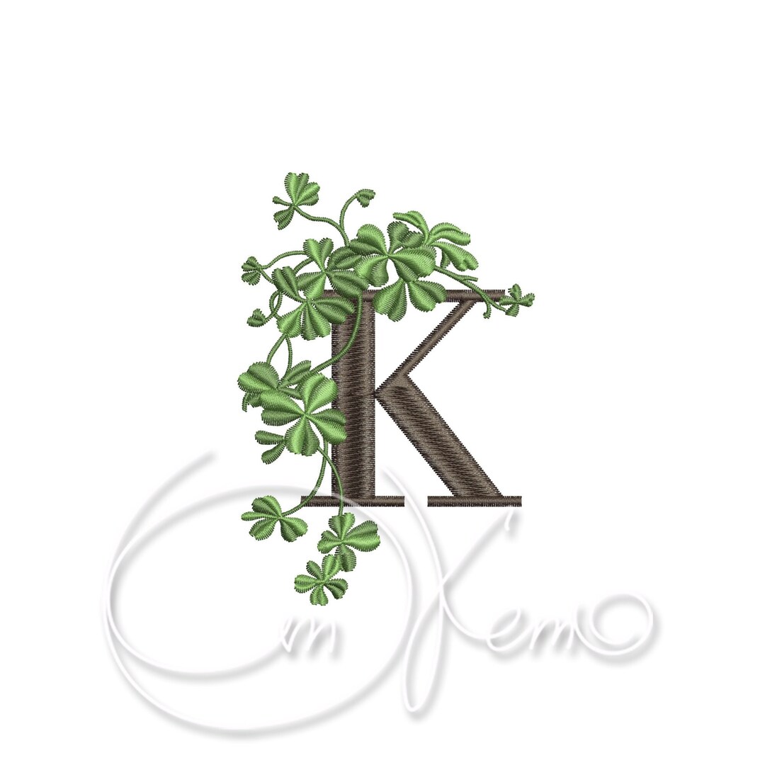 Machine Embroidery Design Capital Letter K Shamrock Digitized Irish ...