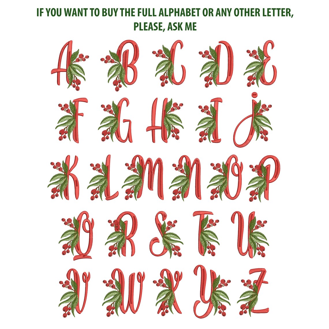 Machine Embroidery Design Letter Y Christmas Initials - Etsy