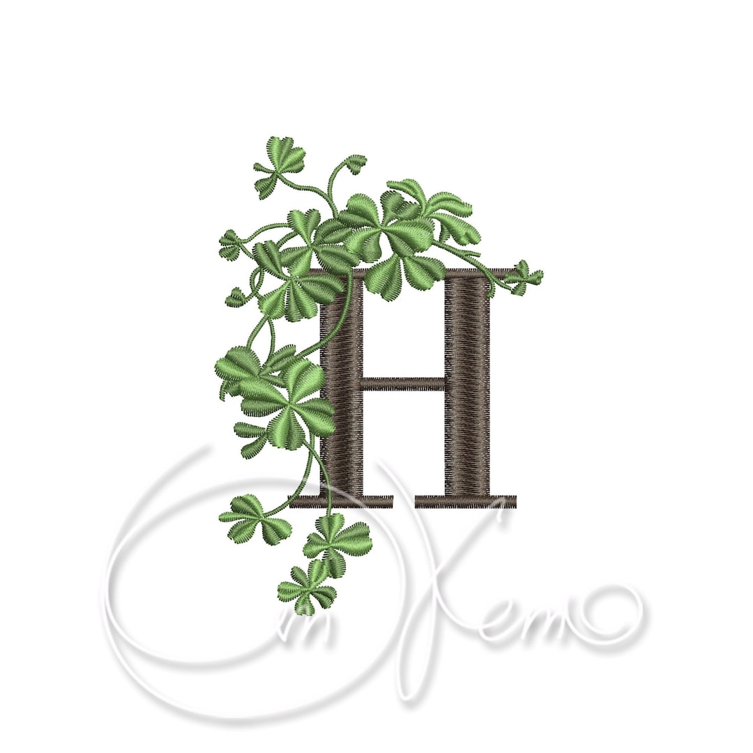 Machine Embroidery Design Capital Letter H Shamrock Digitized Irish ...