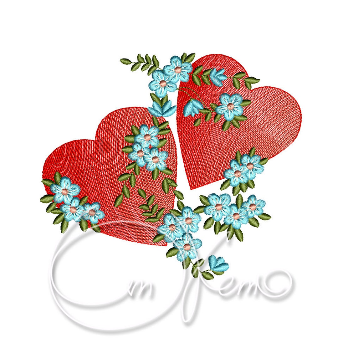 MACHINE EMBROIDERY DESIGN - Two Hearts, Valentines Hearts, Wedding ...