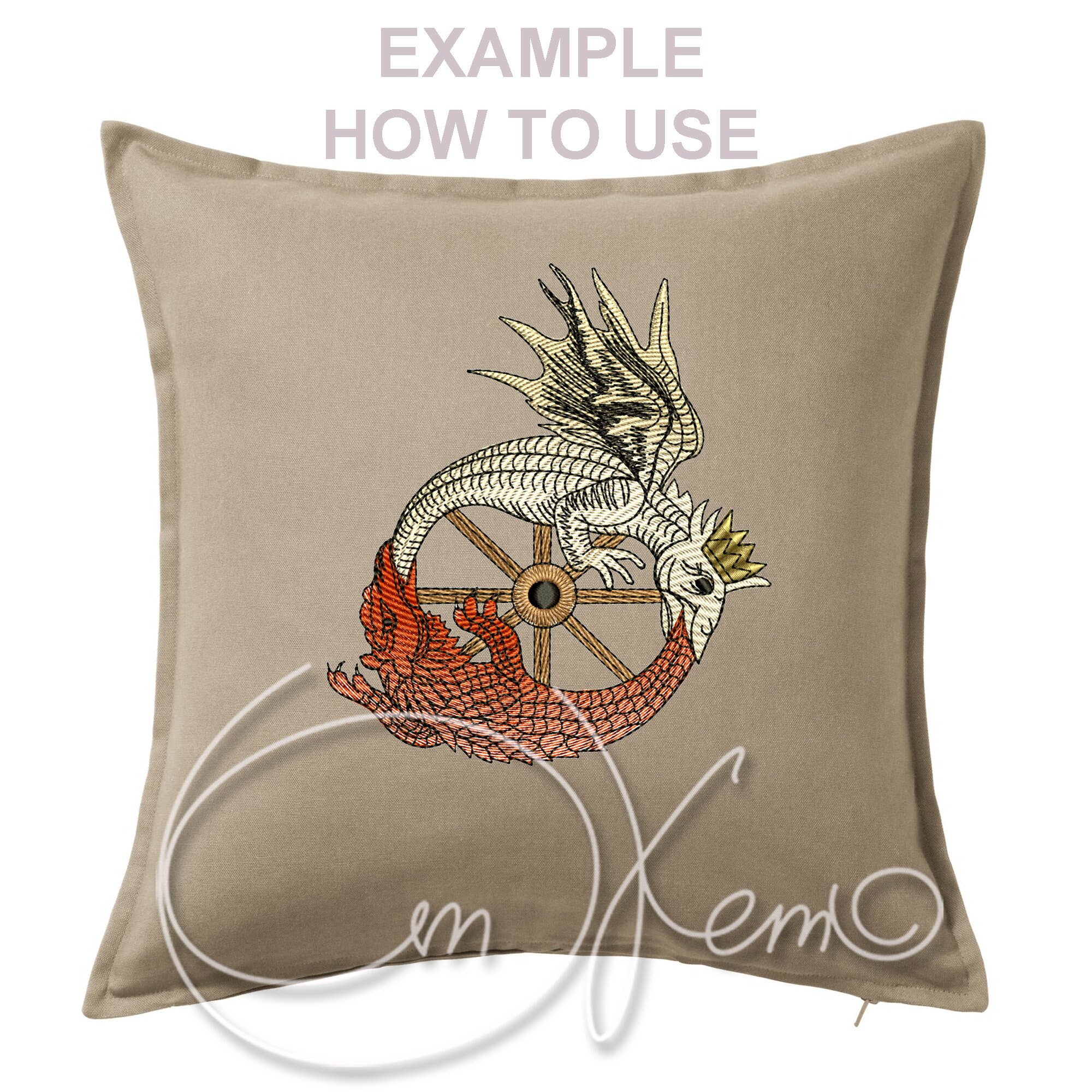 Machine embroidery design Ouroboros Dragons design Digitized | Etsy