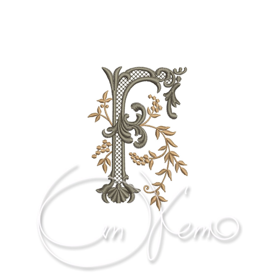 Machine Embroidery Design Capital Letter F Digitized Antique - Etsy