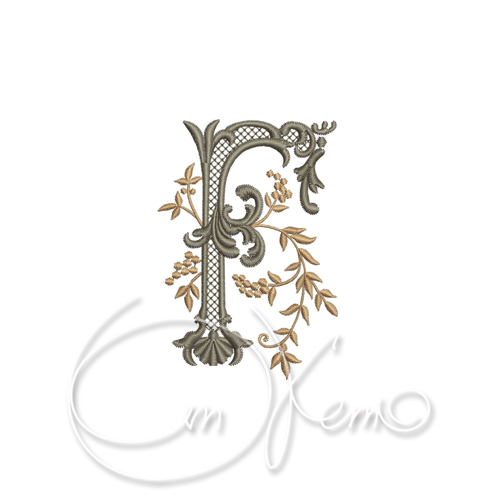 Machine Embroidery Design Capital Letter F Digitized Antique - Etsy