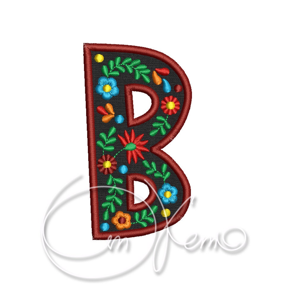 Machine Embroidery Design Capital Letter B Digitized Mexican | Etsy