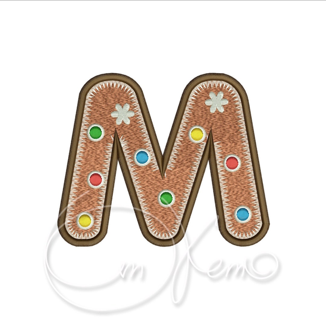 Machine Embroidery Design Christmas Gingerbread Letter M Digitized ...