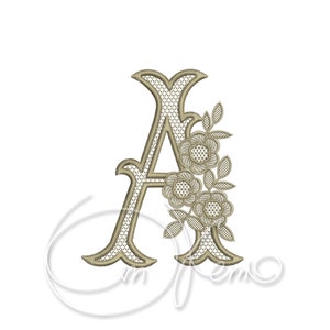 MACHINE EMBROIDERY DESIGN - Monogrammed Lace Letter A Hoop 4x4 7x5 ...