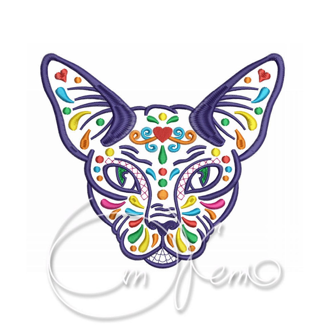 Machine Embroidery Design - Calavera Sphynx Cat, Calavera Cat, Day of ...