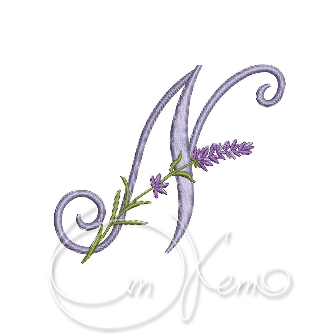 Machine Embroidery Design Capital Letter N Digitized Lavender Alphabet ...