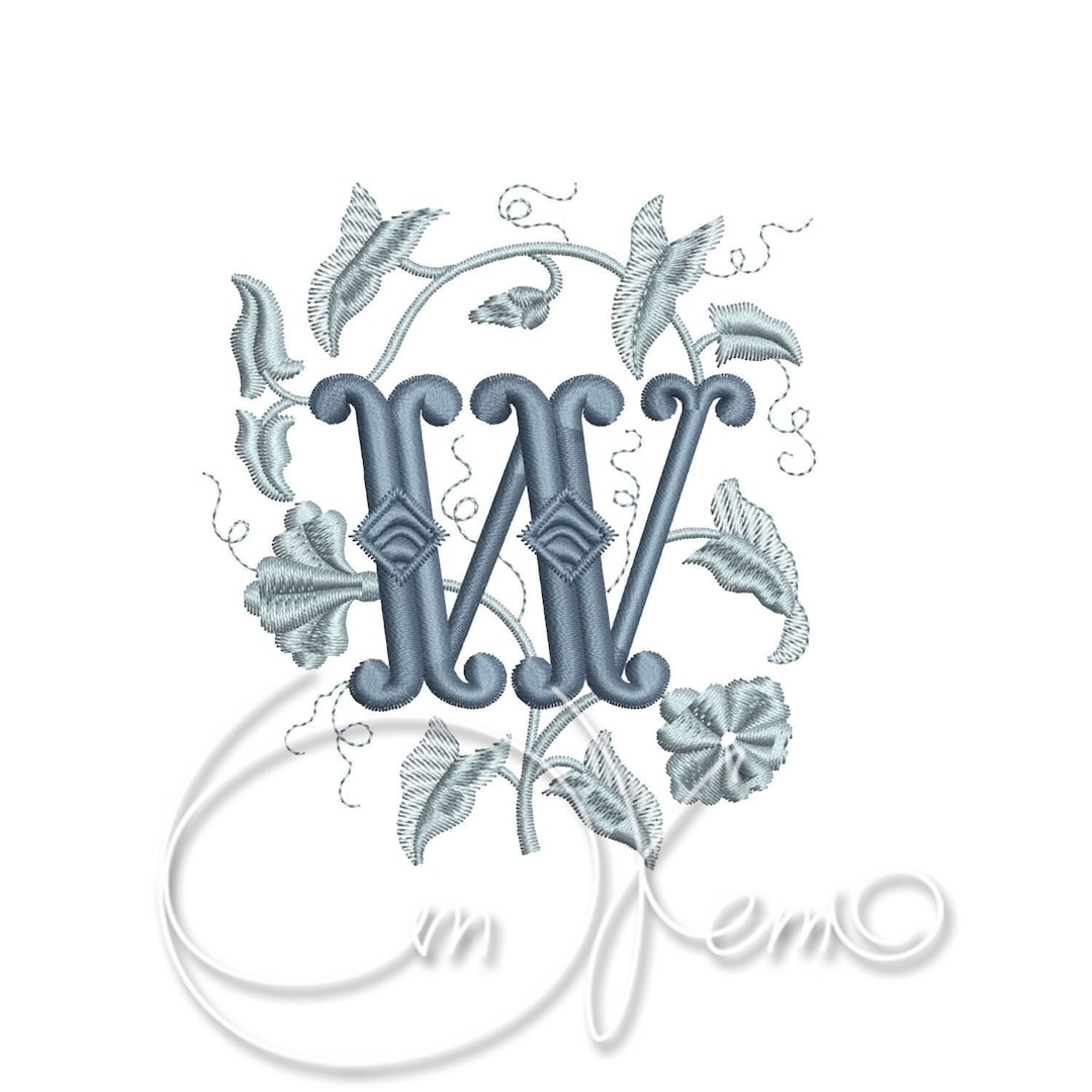 Machine Embroidery Design Capital Letter W Digitized Antique Alphabet ...