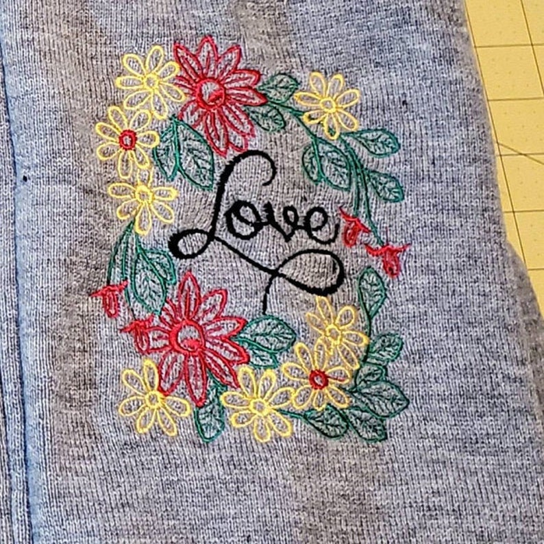 Machine Embroidery Design - Love and Flowers PES Instant Download 4x4 ...