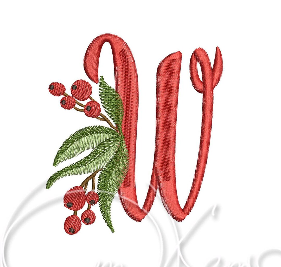 Machine Embroidery Design - Letter W, Christmas Initials, Jingle Bells ...
