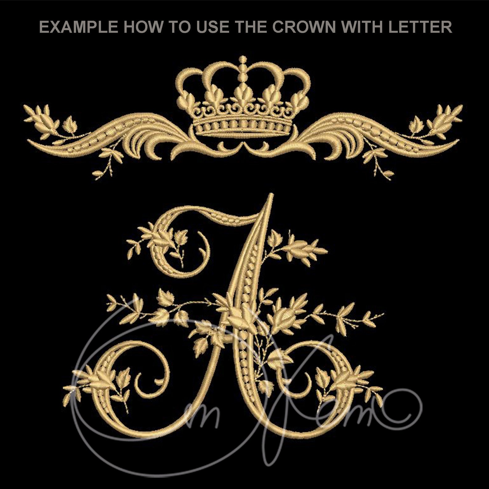 Machine Embroidery Design Monogram Crown Digitized Alphabet Embroidery ...